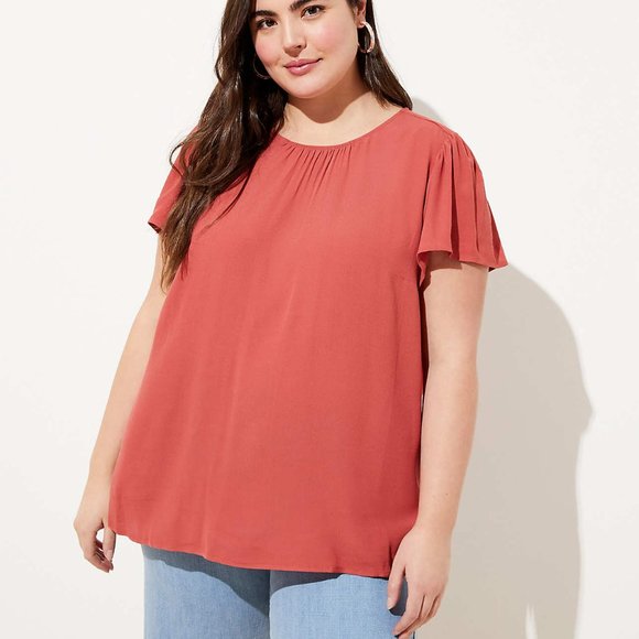 LOFT | Tops | Loft Plus Button Back Flutter Top | Poshmark